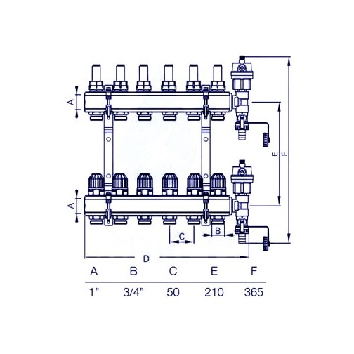 Heizkreisverteiler Fussbodenheizung Nordic Tec 6 Kreise